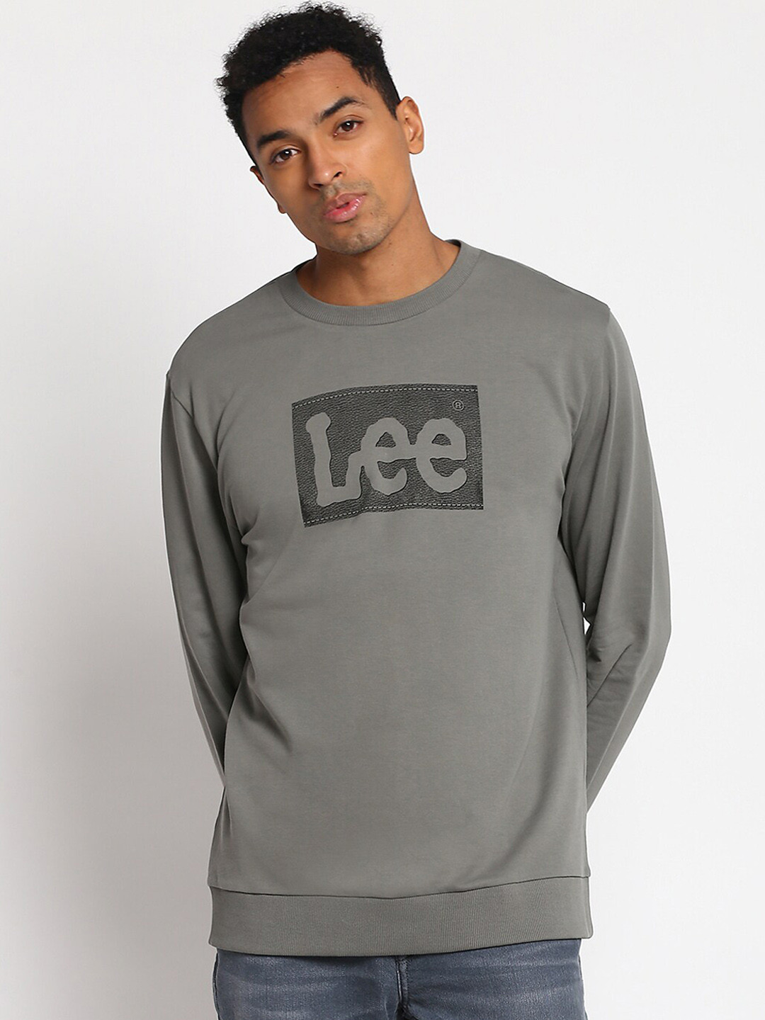 Buy Lee Men Grey Printed Sweatshirt - Sweatshirts for Men 15384214 | Myntra