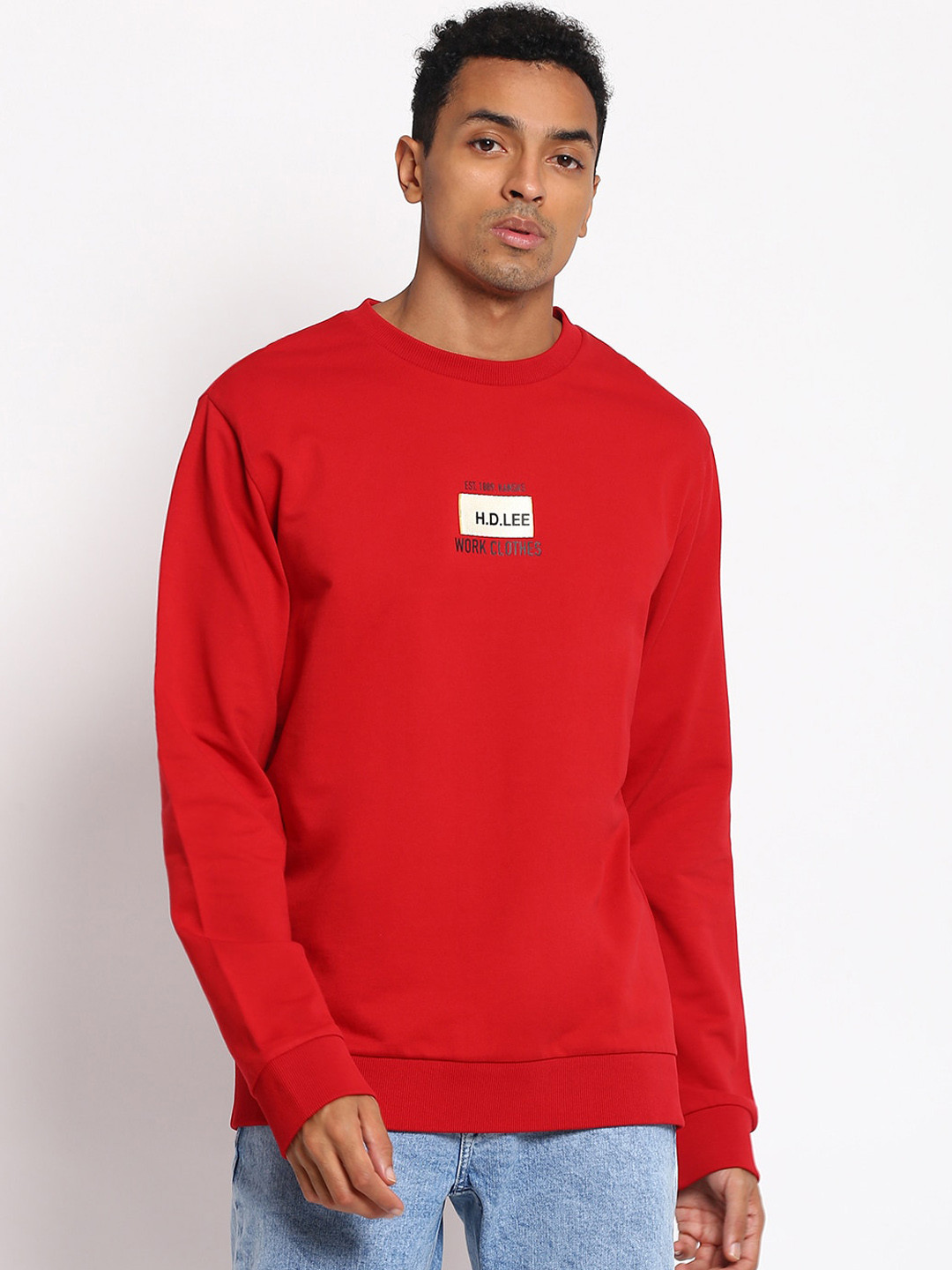 Buy Lee Men Red Cotton Sweatshirt - Sweatshirts for Men 15384218 | Myntra
