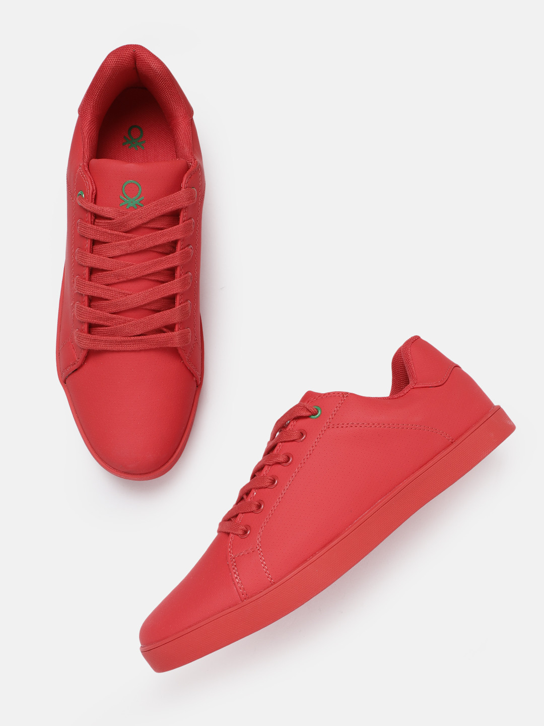 Buy United Colors Of Benetton Men Red Perforated Sneakers - Casual ...