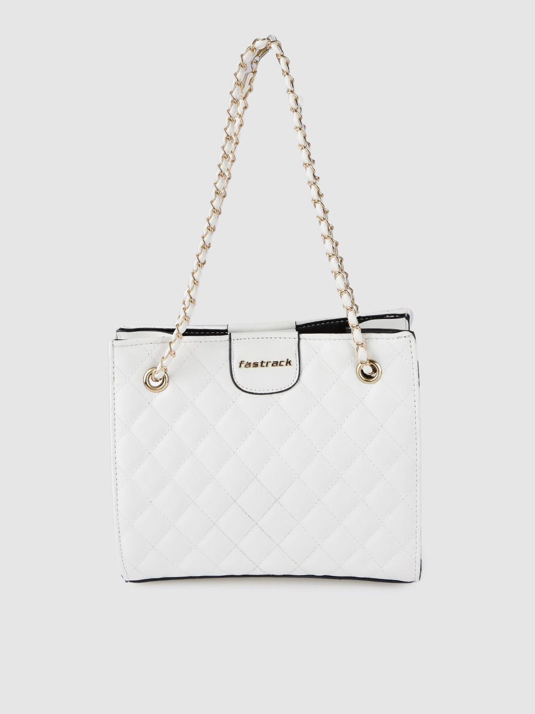 Buy Fastrack White PU Structured Shoulder Bag With Quilted - Handbags ...