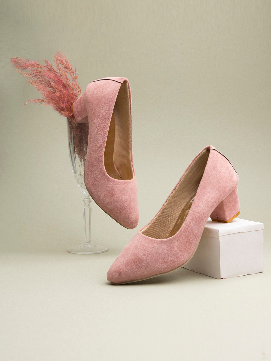 Buy Shoetopia Peach Coloured Suede Block Pumps - Heels for Women ...