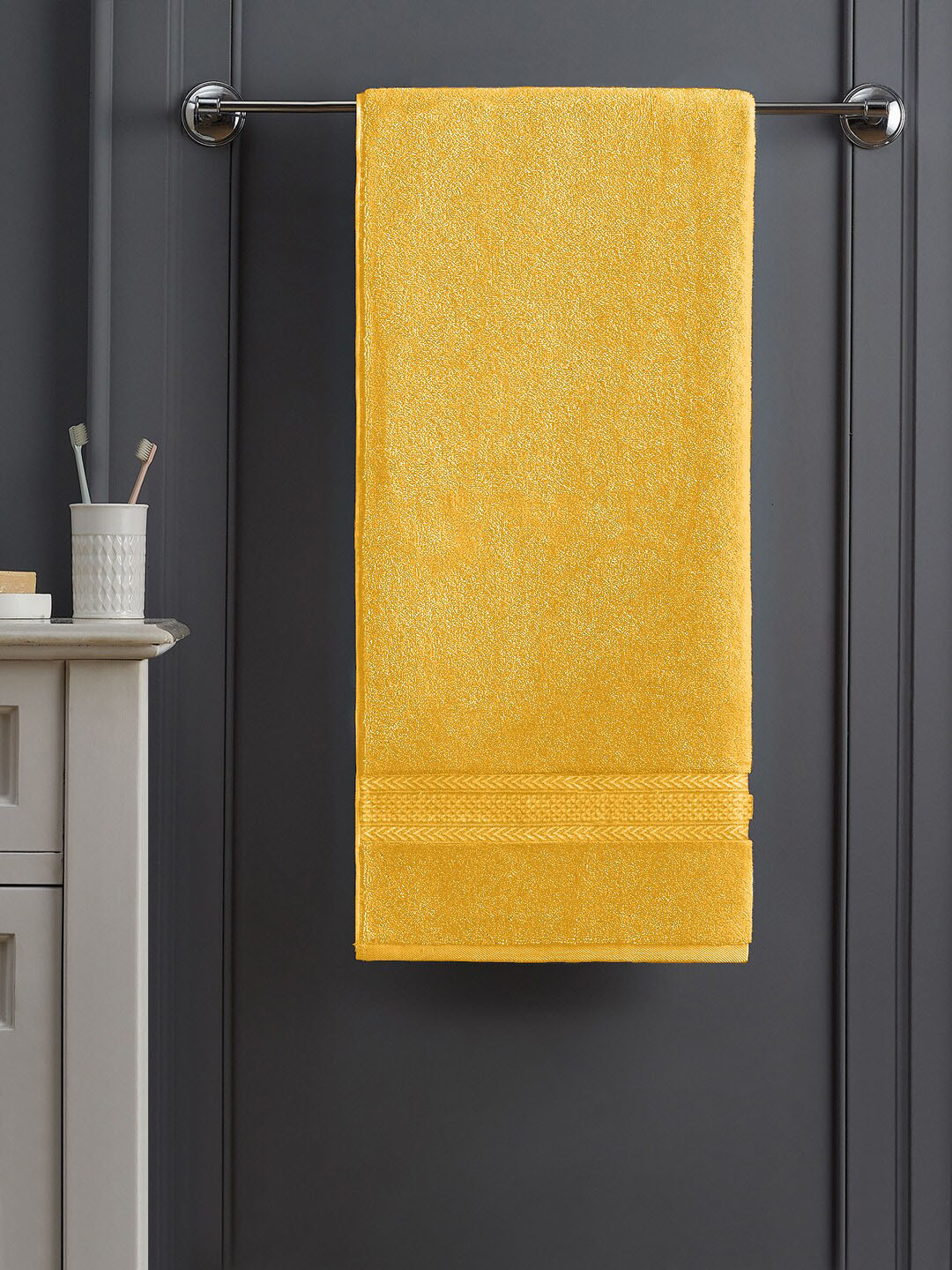 Buy Raymond Home Yellow Solid 340 GSM Cotton Bath Towel - Bath Towels ...