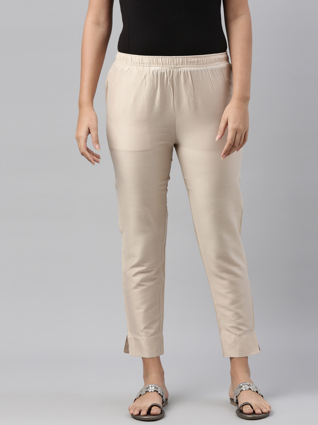 Buy Go Colors Women Beige Trousers - Trousers for Women 15410260 | Myntra