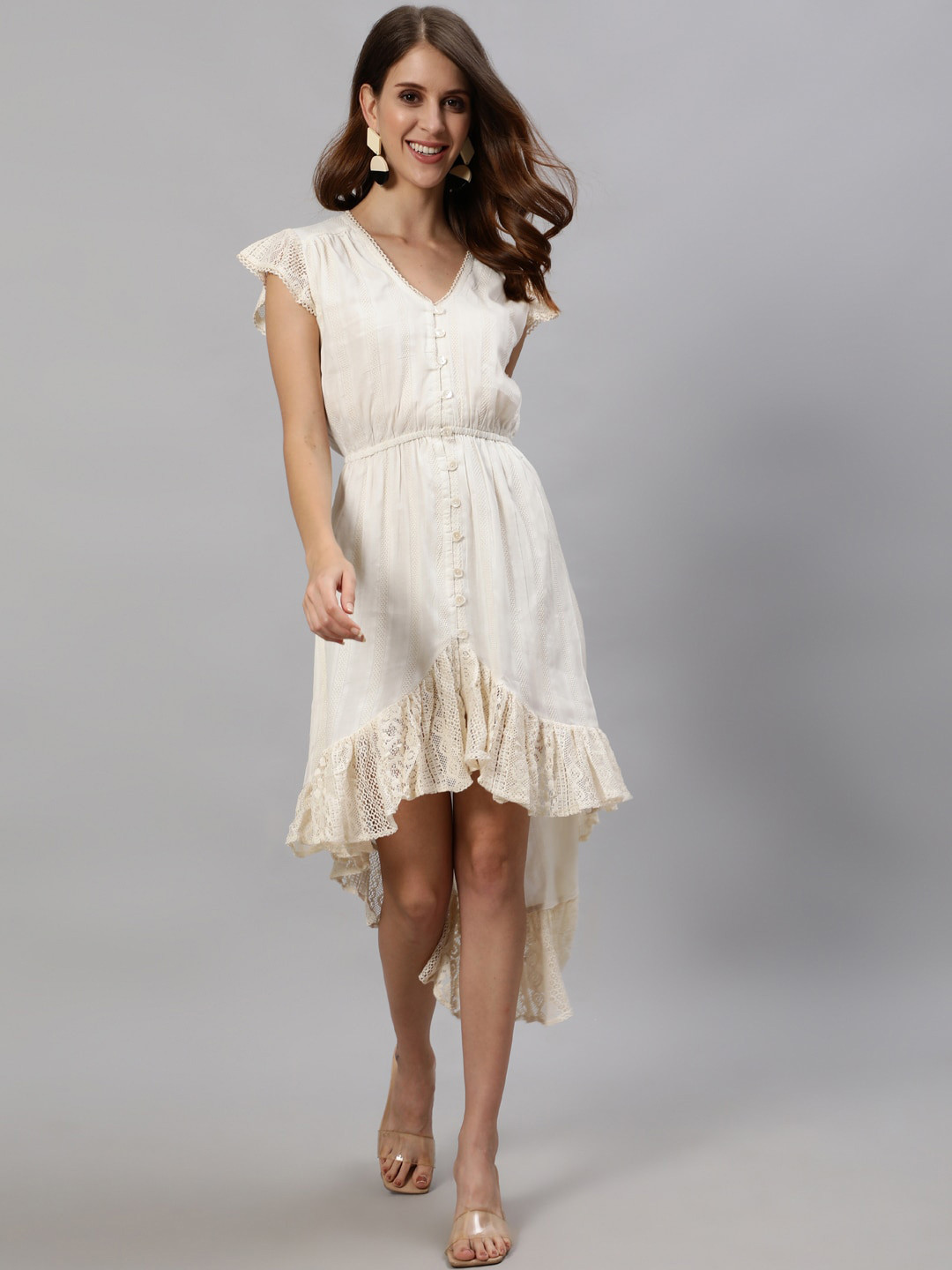 Buy Ishin Off White Midi Dress - Ethnic Dresses for Women 15410416 | Myntra