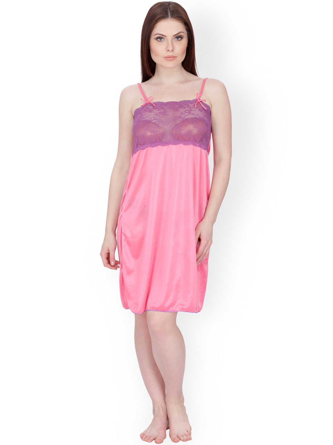 Buy Klamotten Pink Satin Nightdress X224 - Nightdress for Women 1541062 ...