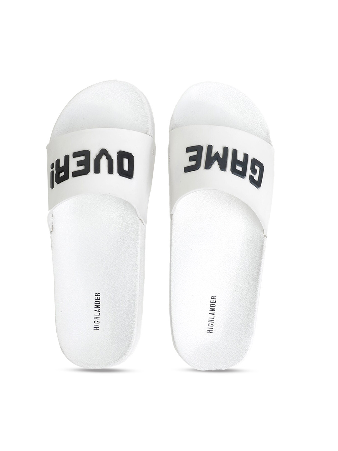 Buy HIGHLANDER Men White & Black Rubber Sliders - Flip Flops for Men ...
