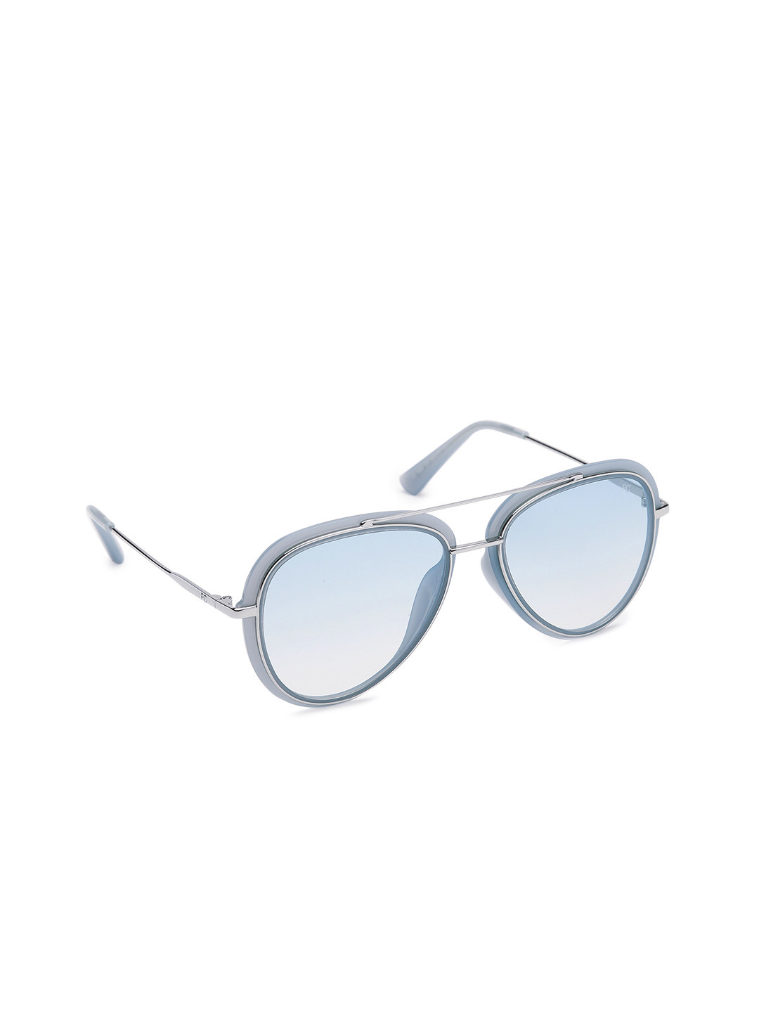 Buy French Connection Men Blue Lens & Silver Toned Aviator Sunglasses ...