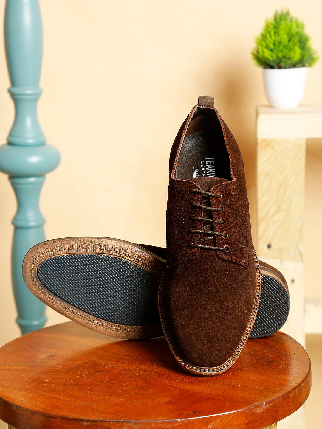 Buy Teakwood Leathers Men Brown Suede Derbys - Casual Shoes for Men ...
