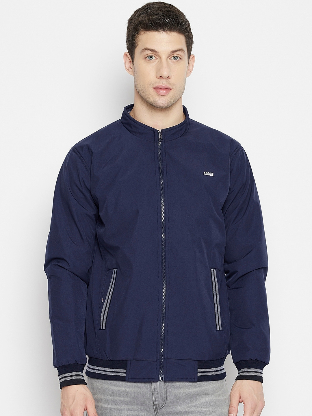 Buy Adobe Men Navy Blue Lightweight Bomber Jacket - Jackets for Men ...