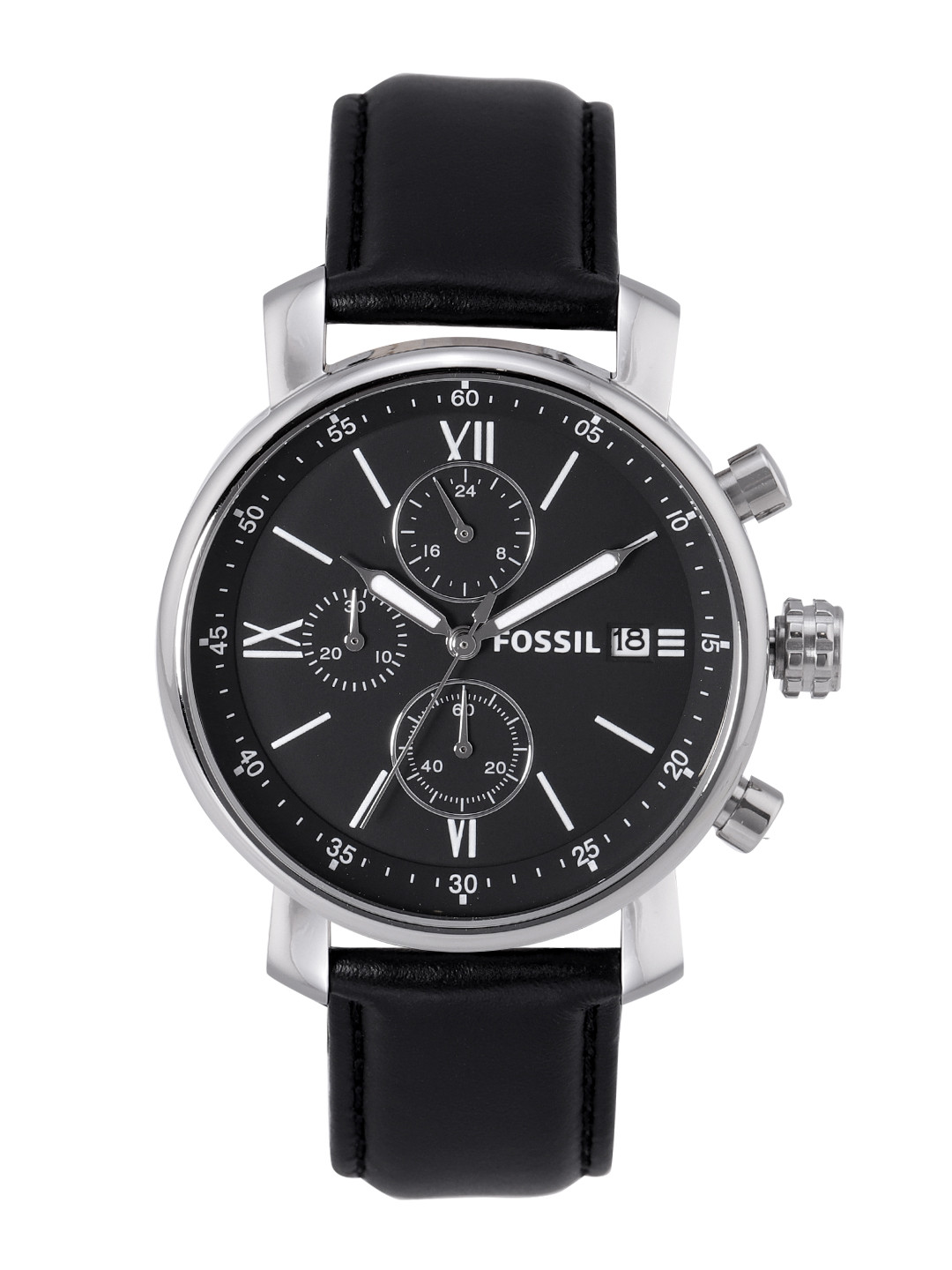 Buy Fossil Men Black Dial & Leather Straps Analogue Chronograph Watch ...