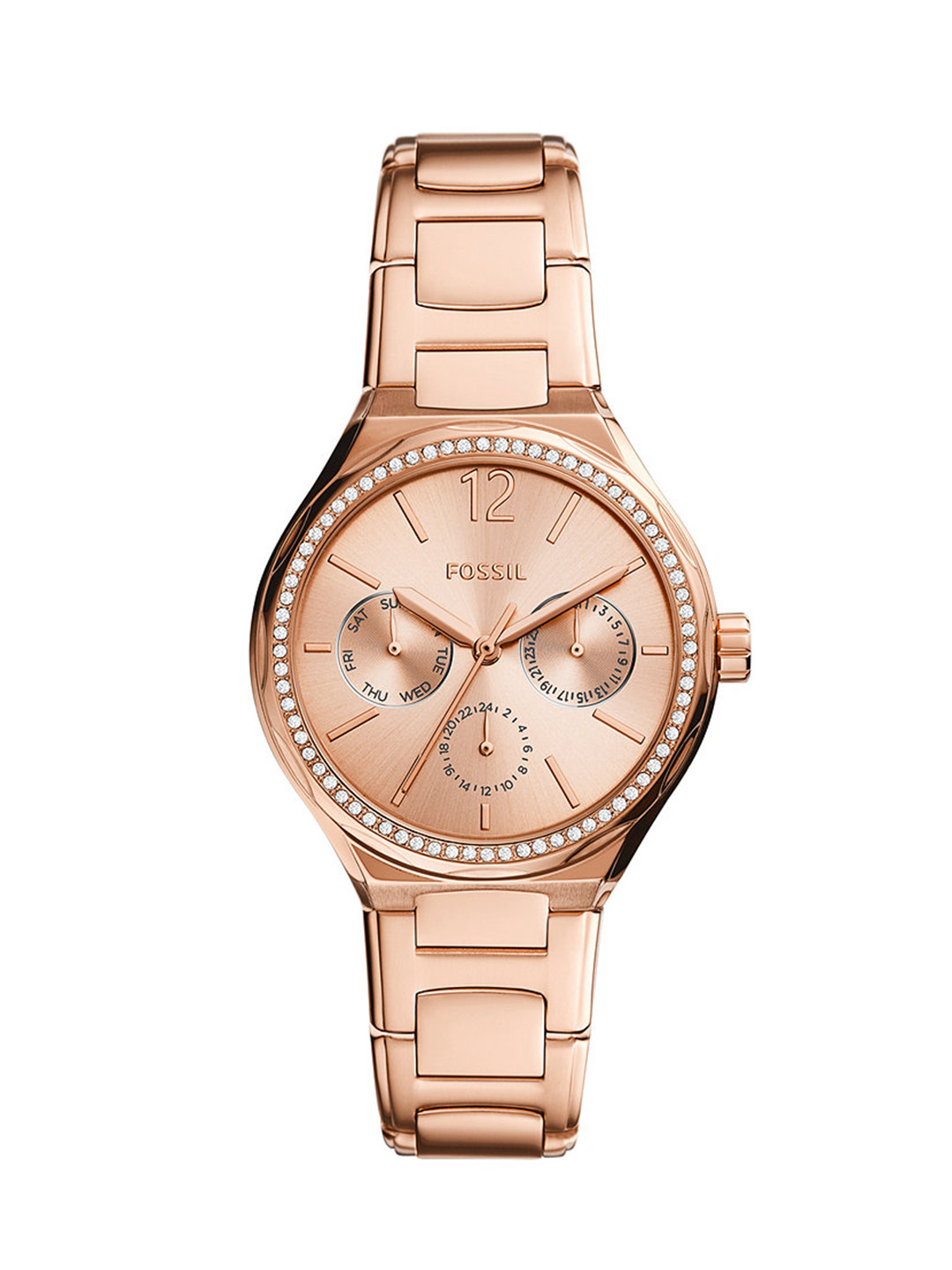 Buy Fossil Women Rose Gold Toned Analogue Chronograph Watch BQ3721 ...