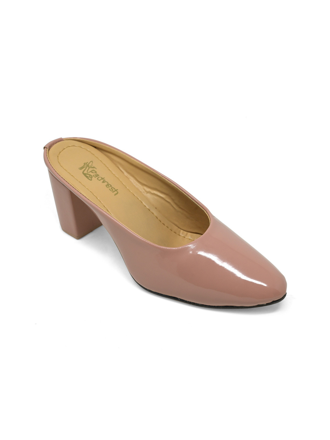 Buy Padvesh Women Peach Coloured Leather Block Pumps - Heels for Women ...