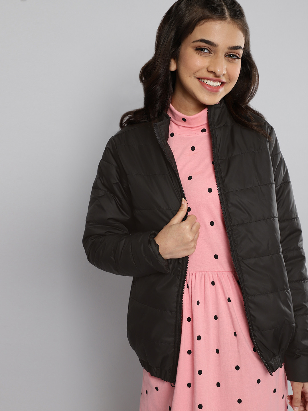 Buy JUSTICE Girls Black Solid Puffer Jacket - Jackets for Girls ...