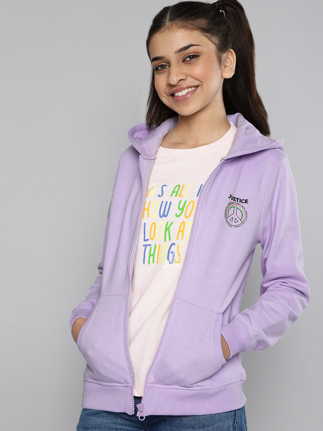 Buy JUSTICE Girls Lavender Hooded Sweatshirt - Sweatshirts for Girls ...
