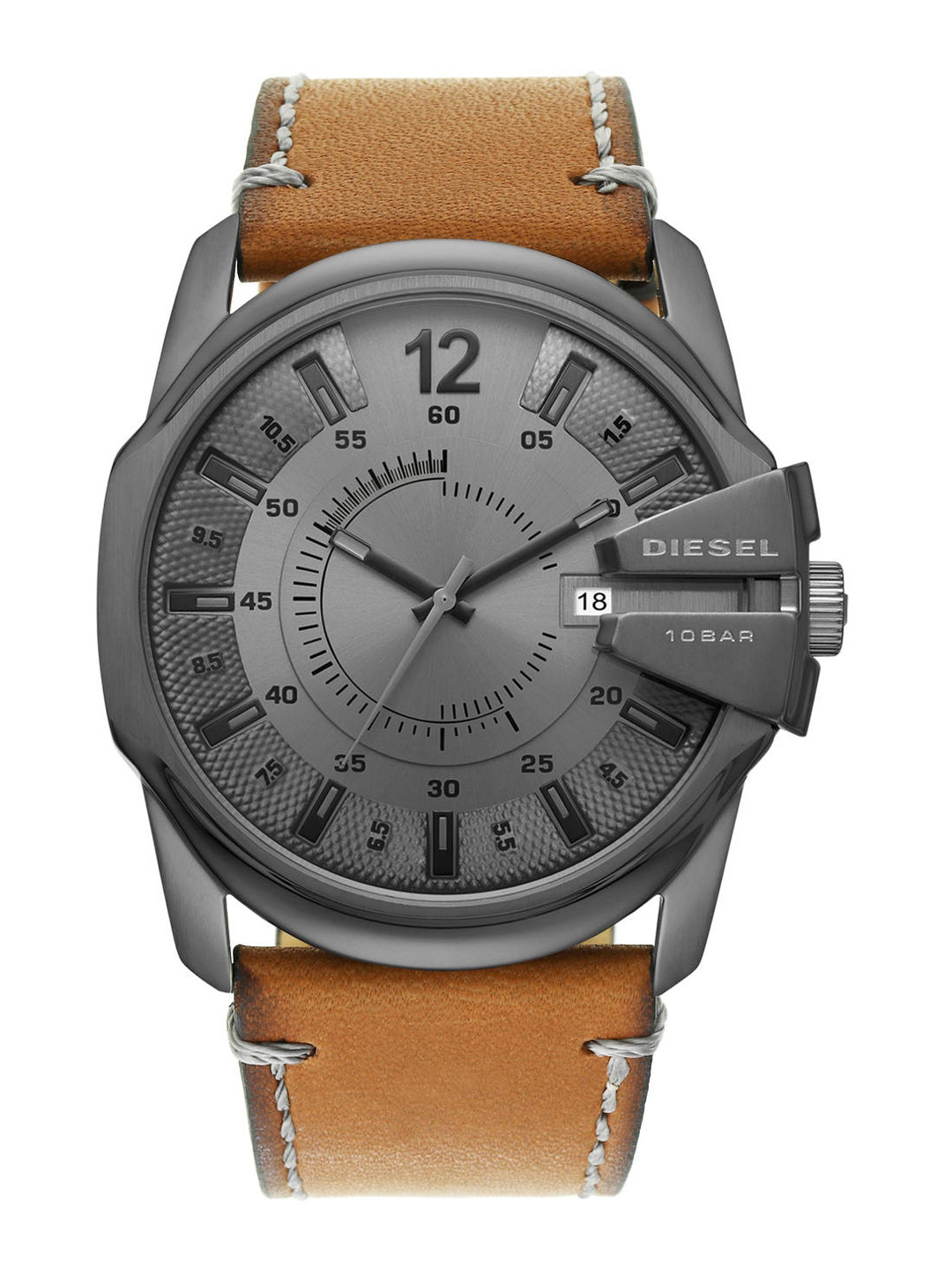 Buy DIESEL Men Grey Dial & Brown Leather Straps Analogue Watch DZ1964 ...