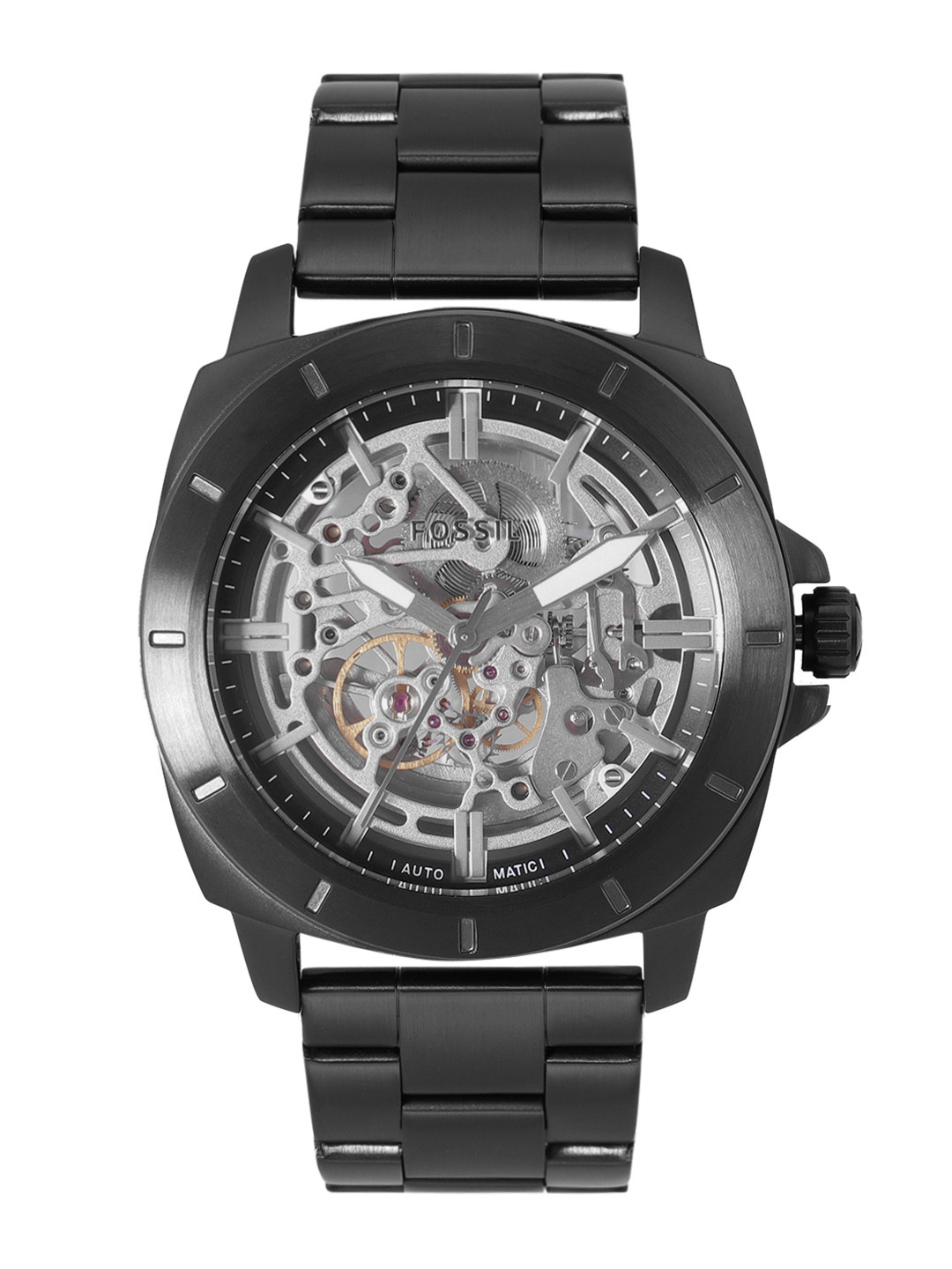 Buy Fossil Men Silver Toned Privateer Sport Skeleton Automatic Motion ...