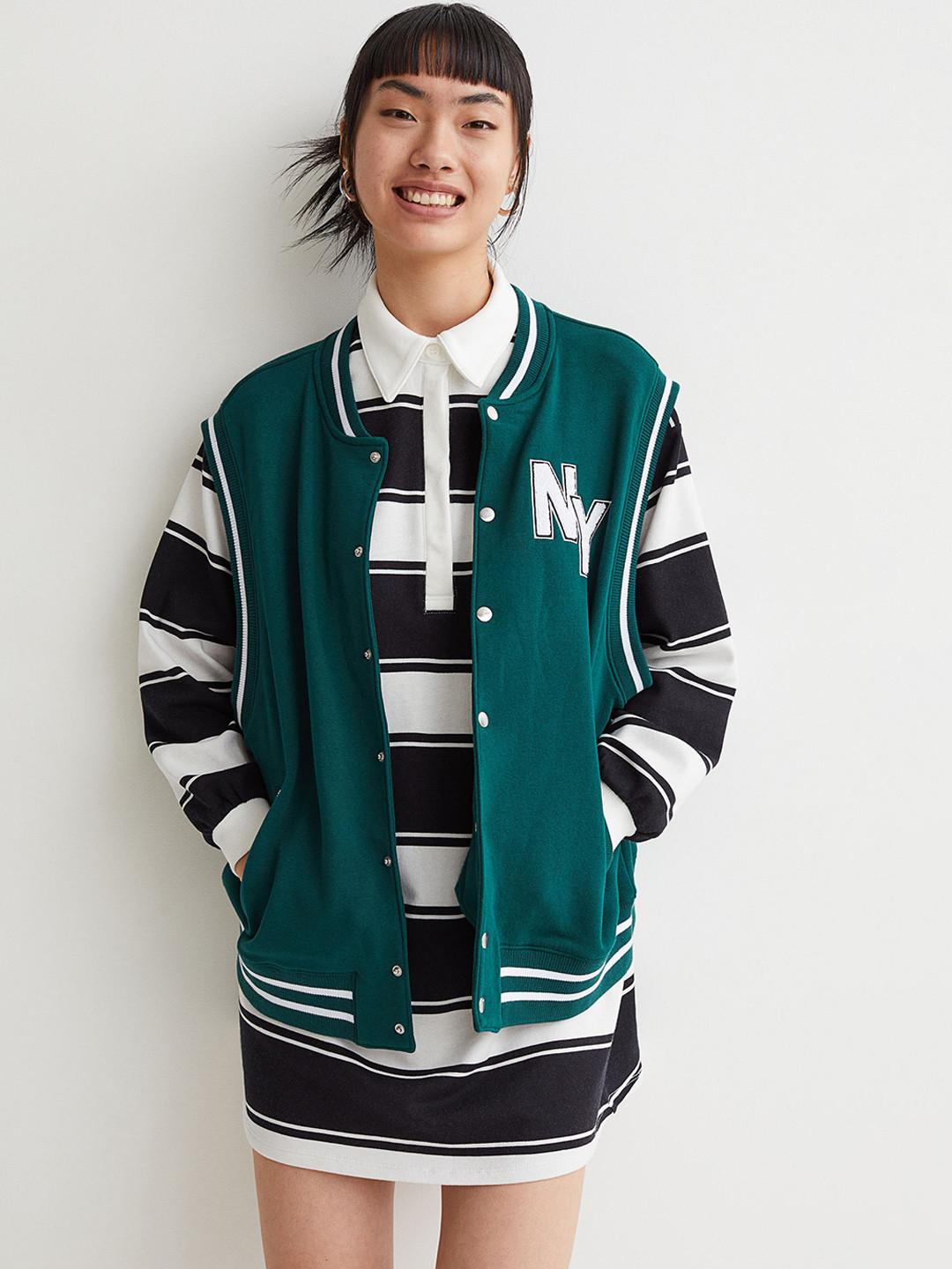 Buy H&M Women Black & White Striped Rugby Dress - Dresses for Women ...