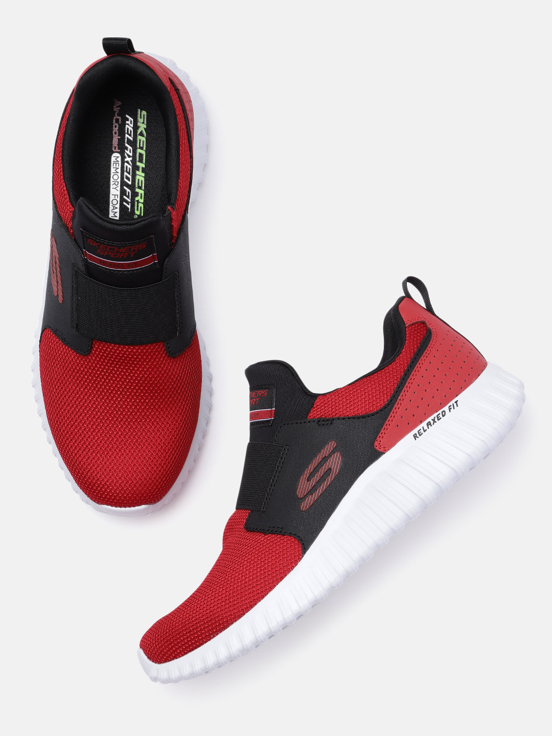 Buy Skechers Men Red Colourblocked Slip On Sneakers - Casual Shoes for ...