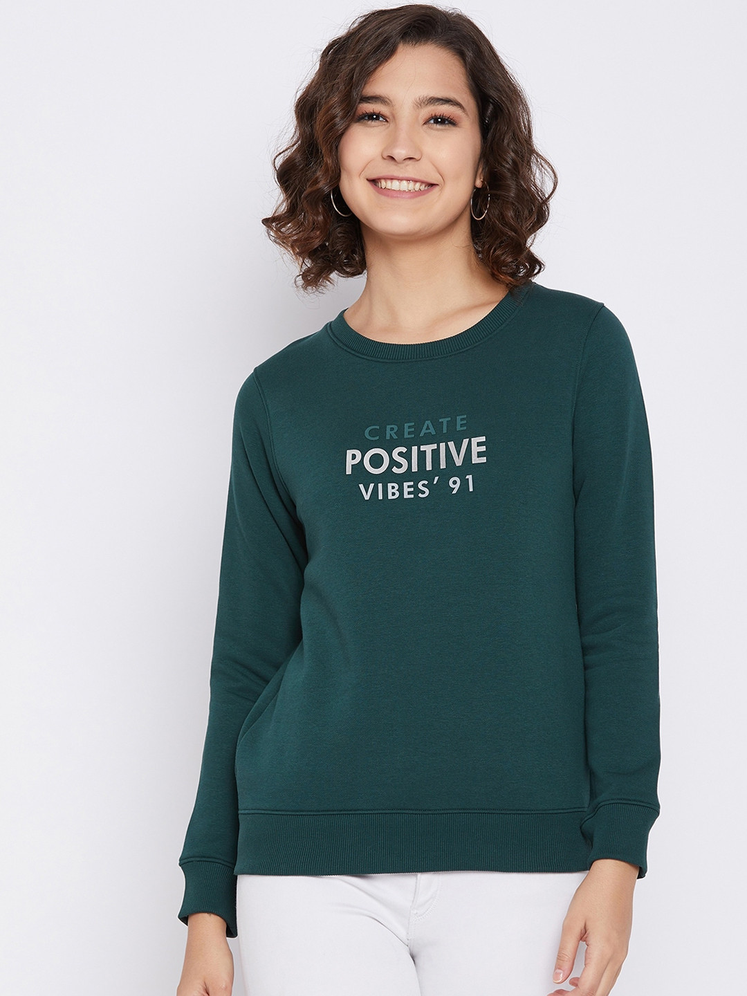 Buy Octave Women Green Printed Sweatshirt - Sweatshirts for Women ...