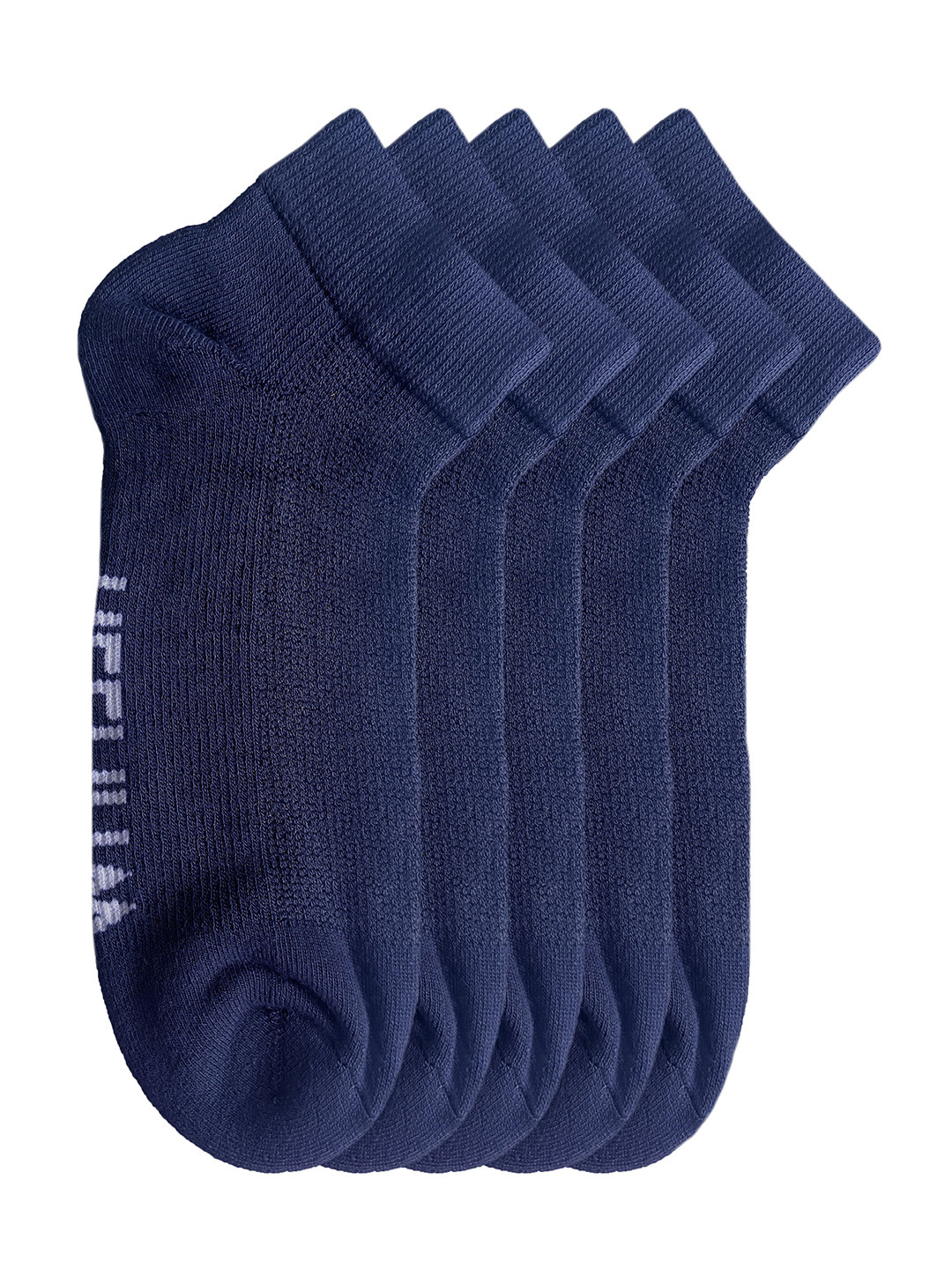 Buy Heelium Men Pack Of 5 Navy Blue Solid Bamboo Quarter Length Socks ...