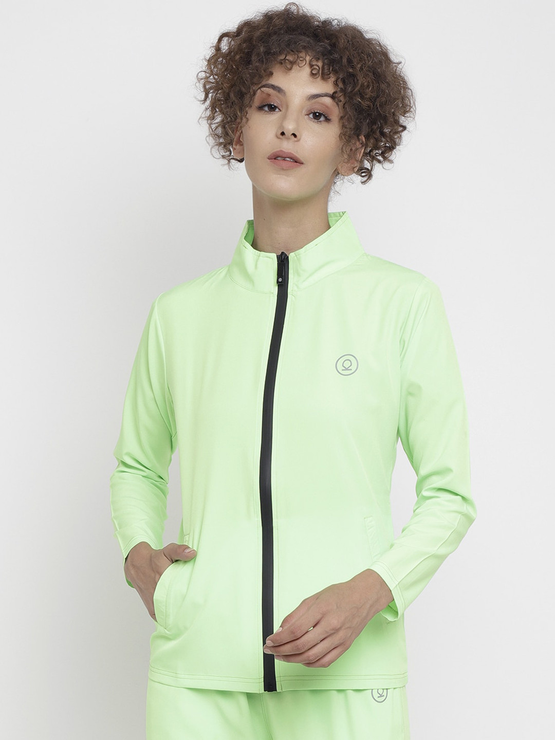 Buy CHKOKKO Women Fluorescent Green Solid Sporty Jacket - Jackets for ...