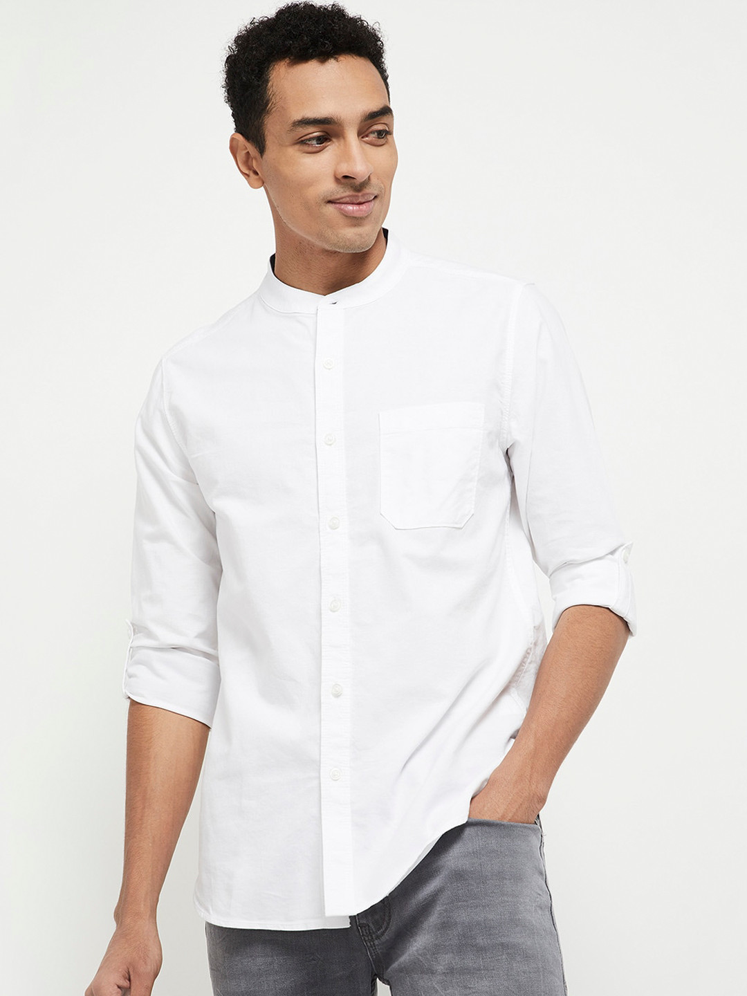 Buy Max Men White Slim Fit Opaque Pure Cotton Casual Shirt - Shirts for ...