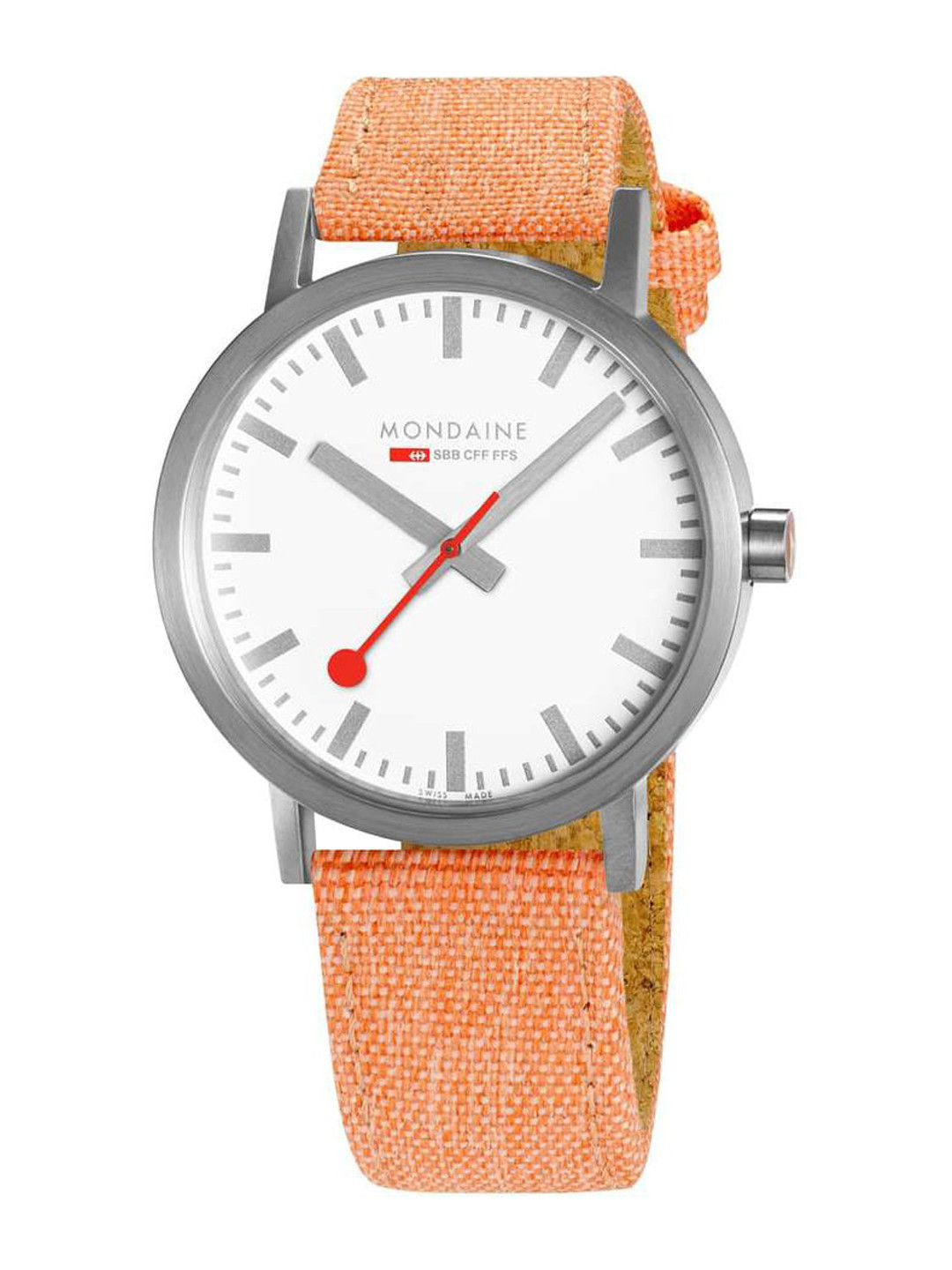 Buy Mondaine Men White Dial & Orange Wrap Around Straps Analogue Watch ...