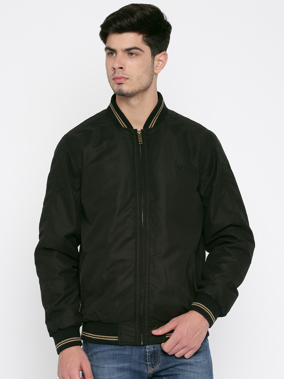 Buy Allen Solly Black Bomber Jacket - Jackets for Men 1544528 | Myntra