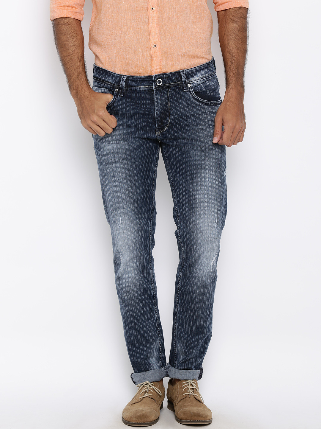 Buy Lawman Pg3 Men Blue Patterned Slim Fit Clean Look Jeans - Jeans for ...