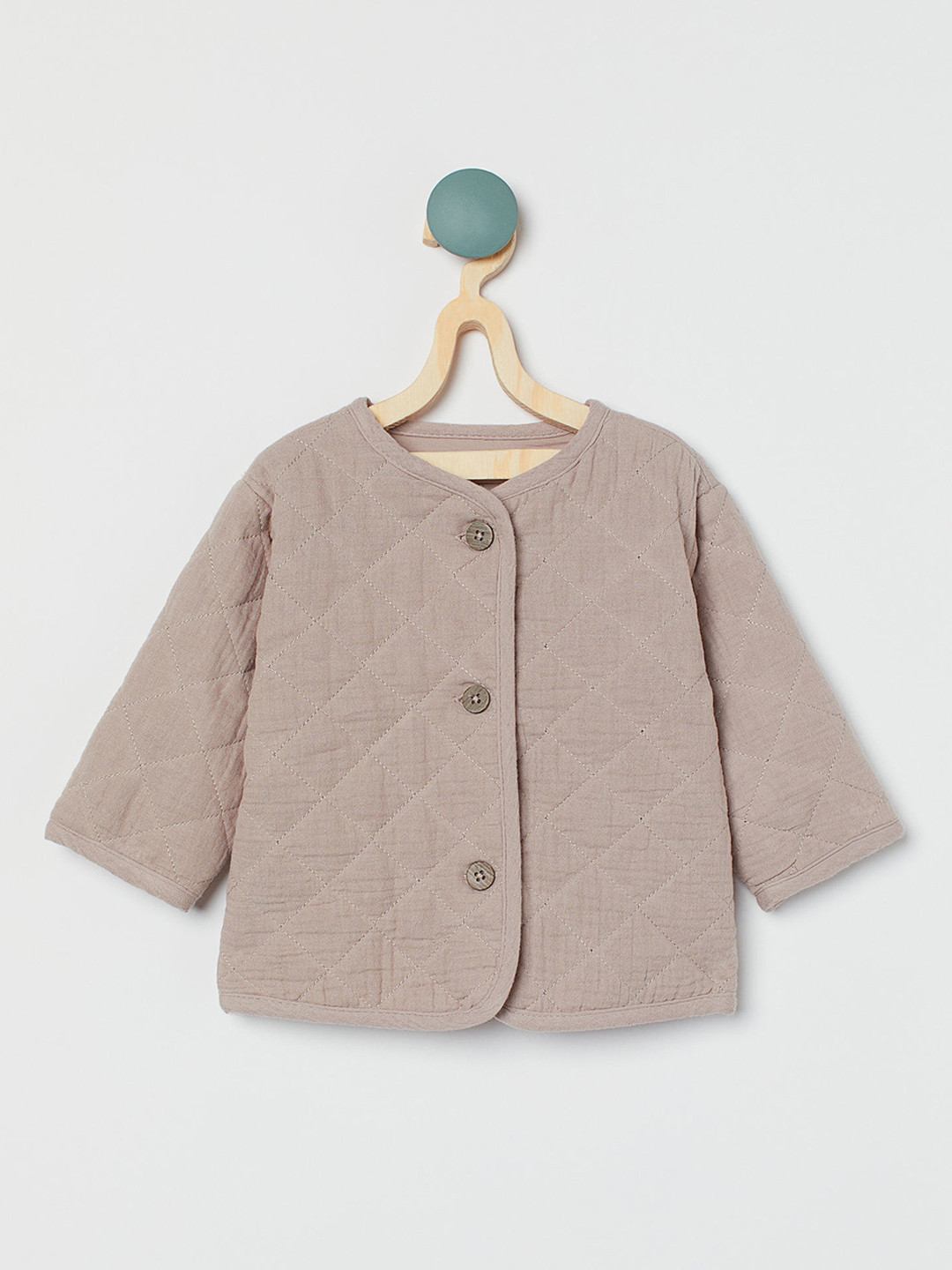 Buy H&M Girls Beige Solid Quilted Jacket - Jackets for Girls 15449058 ...