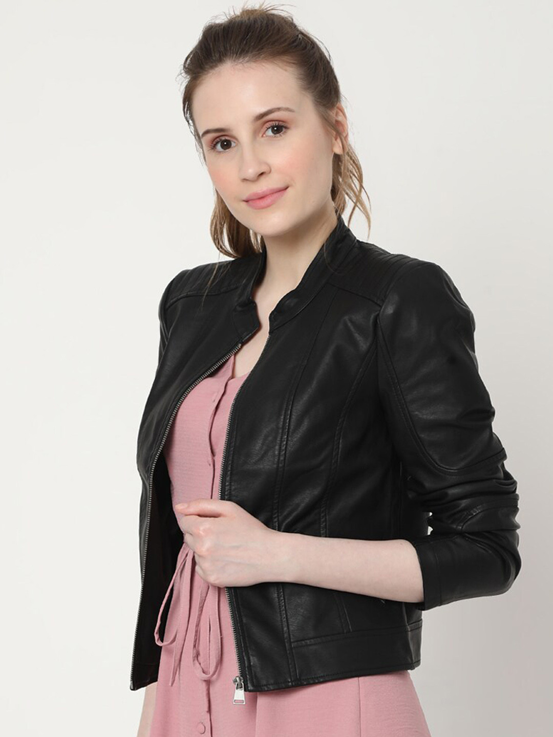 Buy Vero Moda Women Black Regular Biker Jacket - Jackets for Women ...