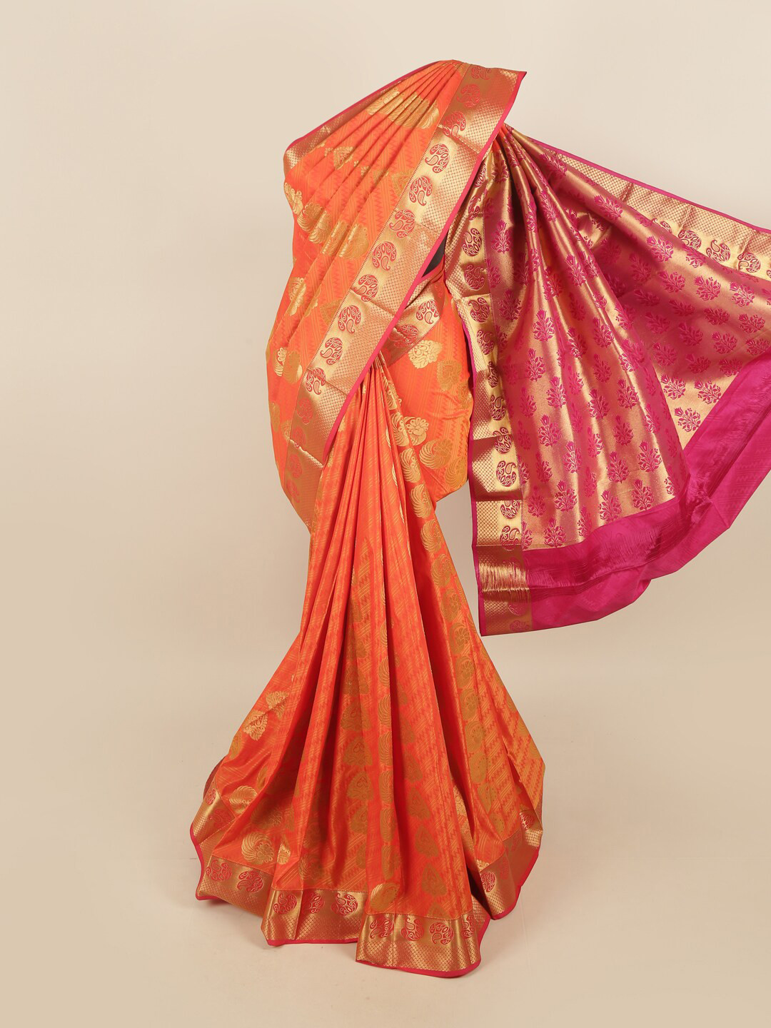 Buy Pothys Women Orange Woven Design - Sarees for Women 15454464 | Myntra