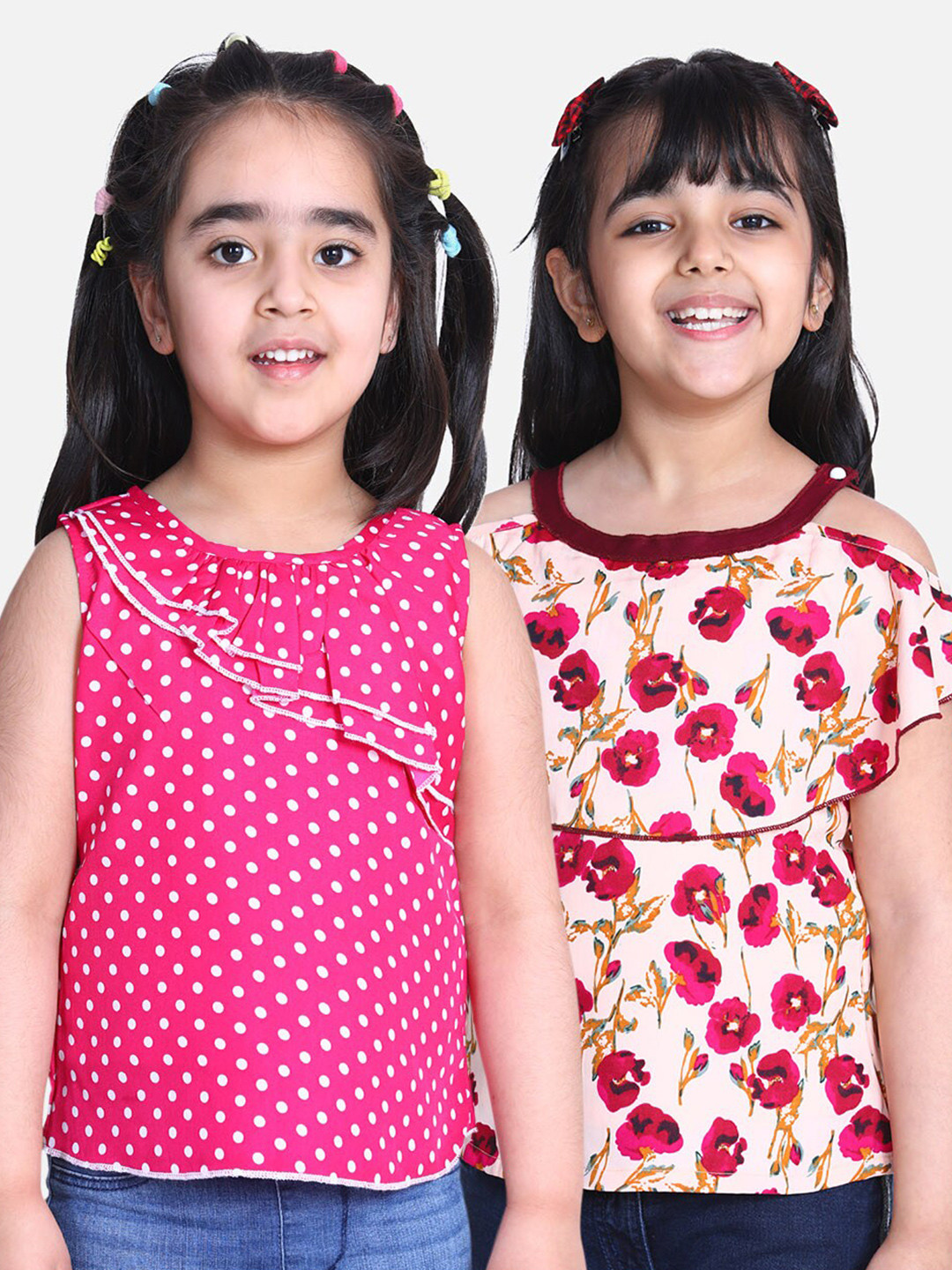 Buy Cutiekins Pack Of 2 Printed Crepe Regular Top - Tops for Girls ...