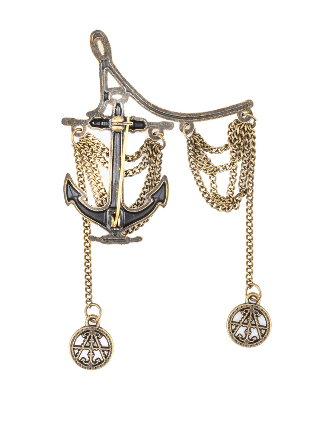 Buy The Tie Hub Men Gold Toned Antique Anchor Lapel Pin - Brooch for ...