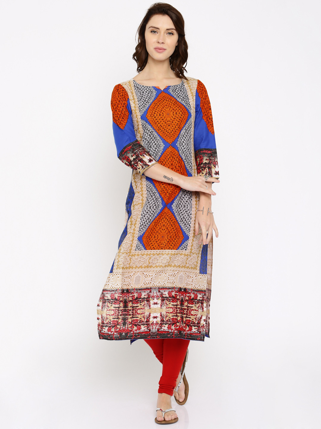 Buy Anouk Women Multicolour Printed Straight Kurta - Kurtas for Women ...