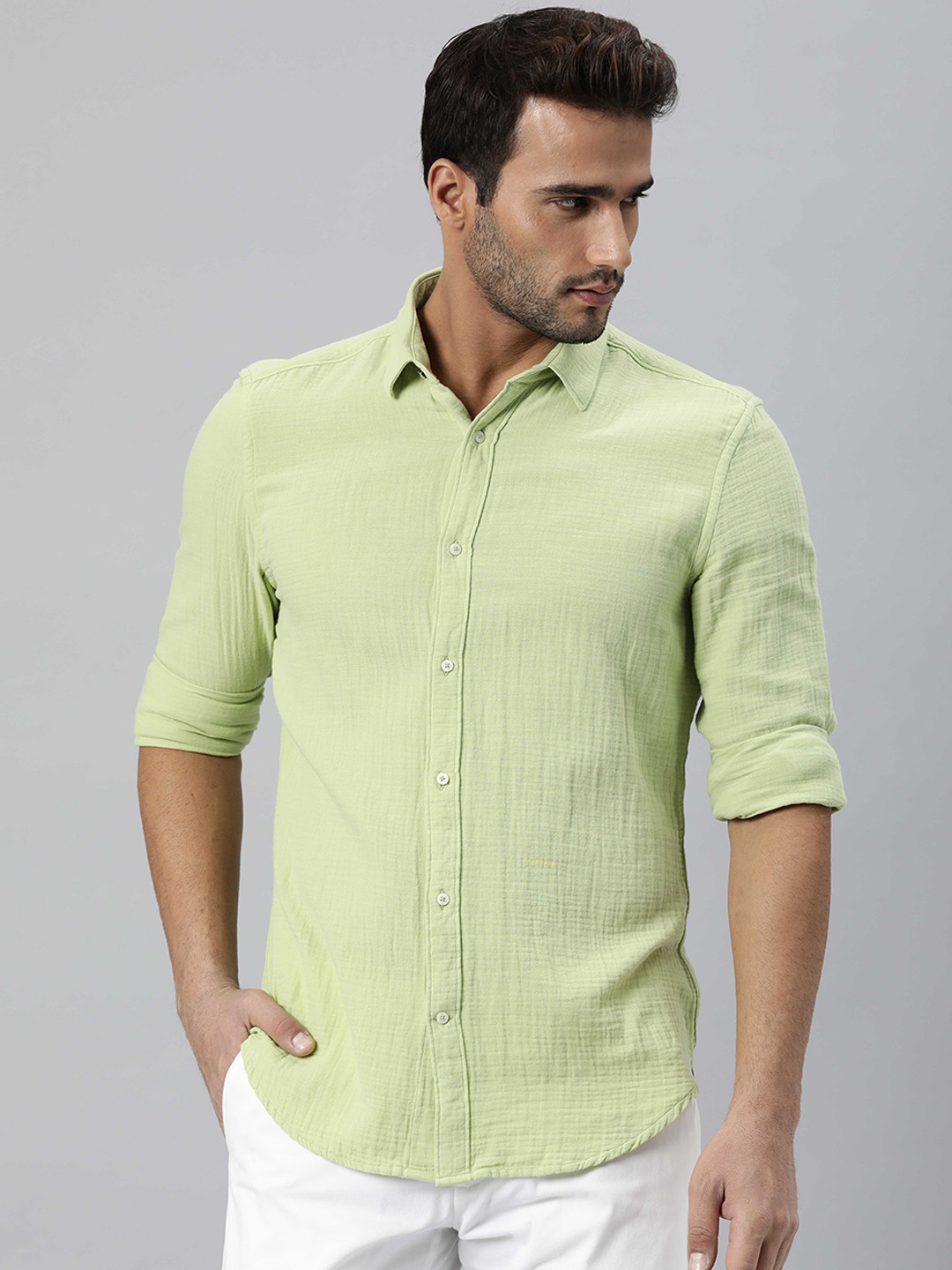 Buy RARE RABBIT Men Layerr Slim Fit Opaque Cotton Shirt - Shirts for ...