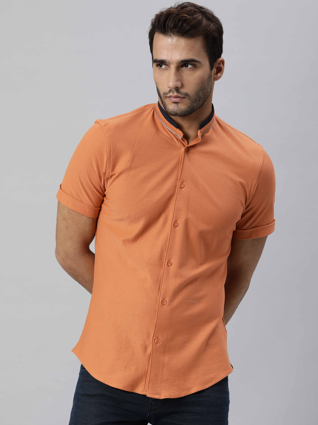 Buy RARE RABBIT Men Orange Slim Fit Opaque Cotton Casual Shirt - Shirts ...