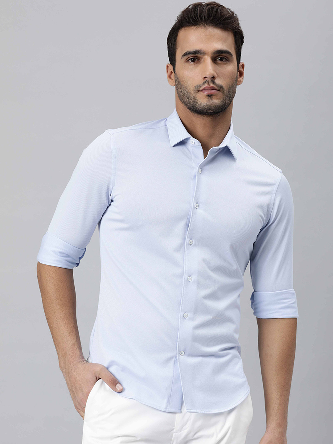 Buy RARE RABBIT Men Blue Slim Fit Opaque Casual Shirt - Shirts for Men ...
