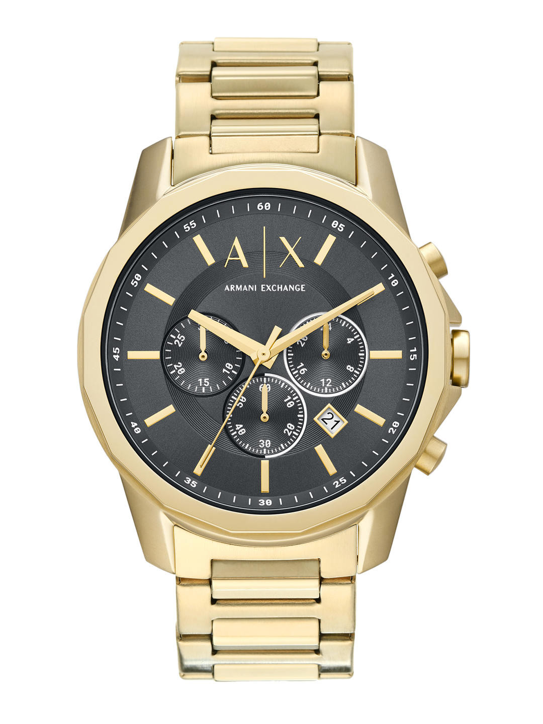 Buy Armani Exchange Men Grey Dial & Gold Toned Stainless Steel Straps ...