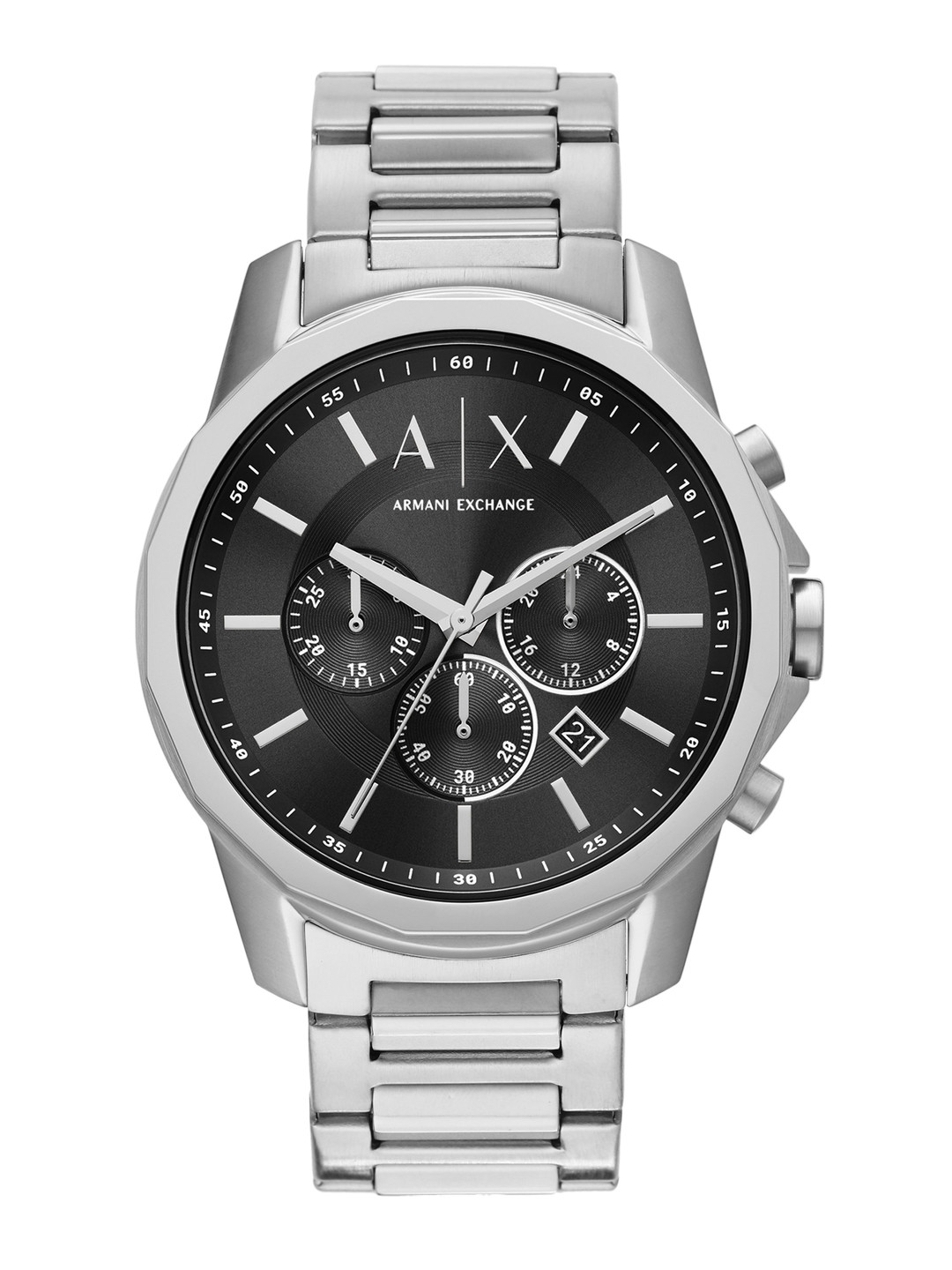 Buy Armani Exchange Men Black Dial & Silver Toned Stainless Steel ...