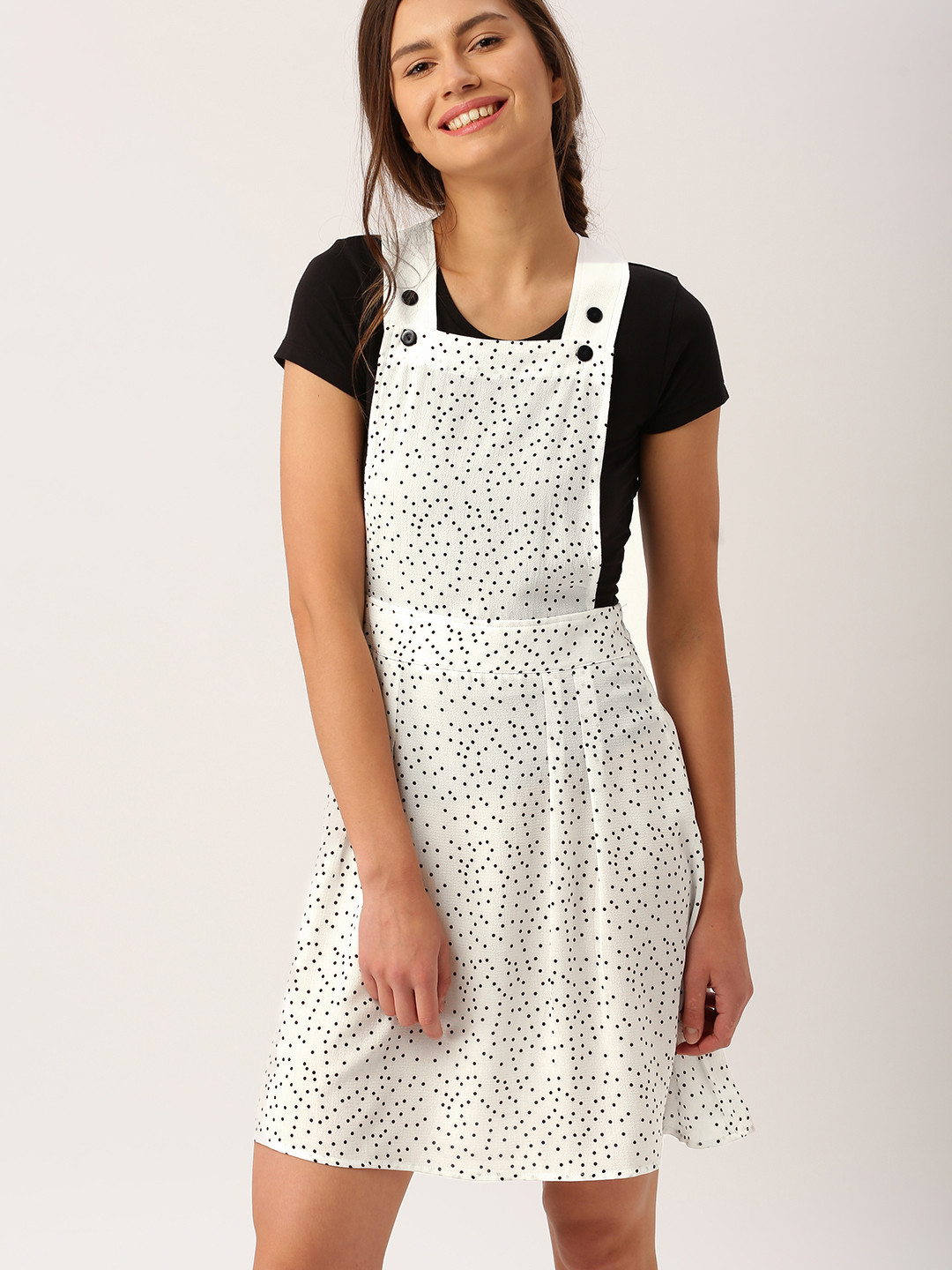Buy DressBerry White Printed Dungaree Dress - Dresses for Women 1547075 ...