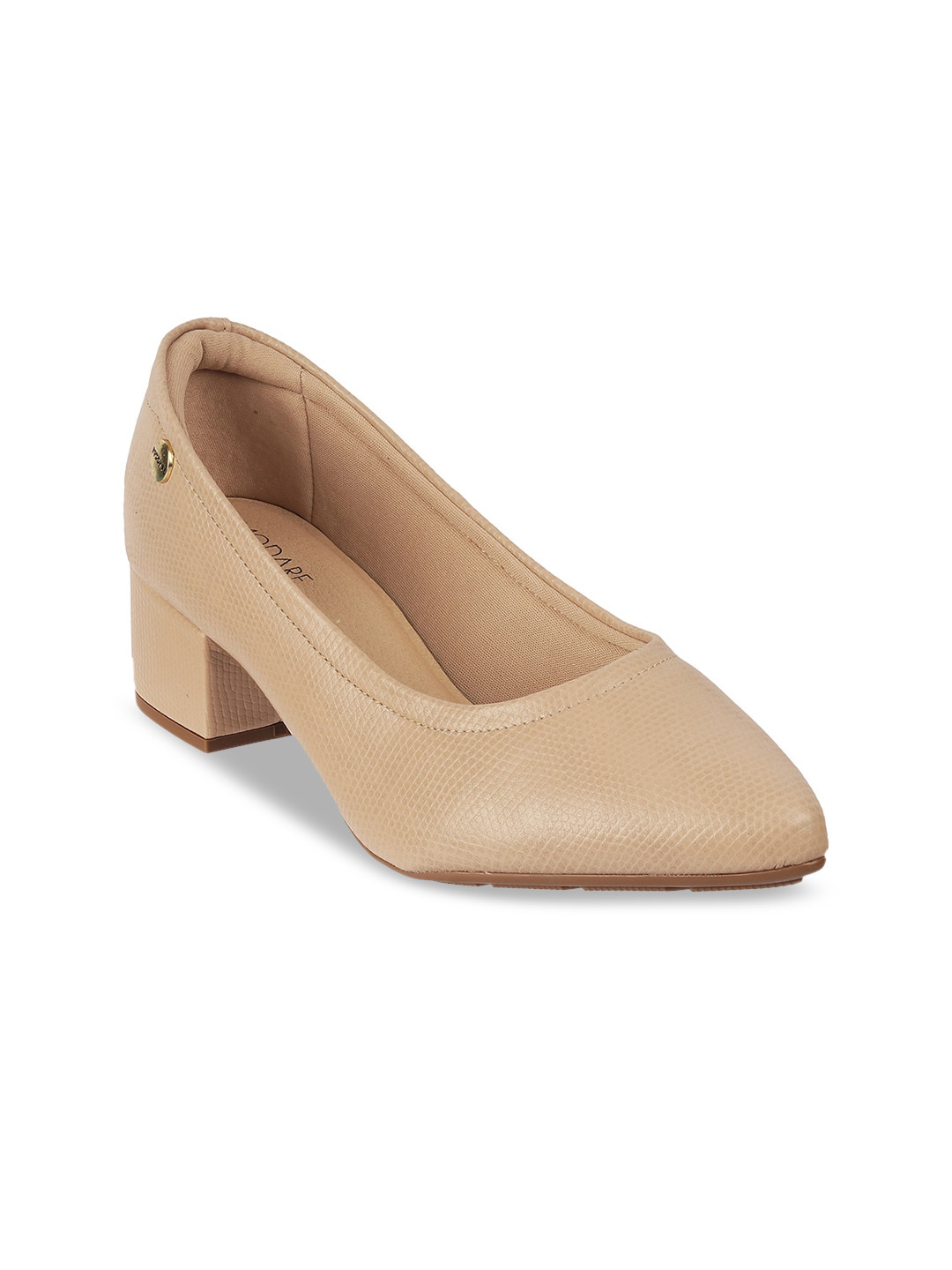Buy MODARE Beige Textured Block Pumps - Heels for Women 15474816 | Myntra