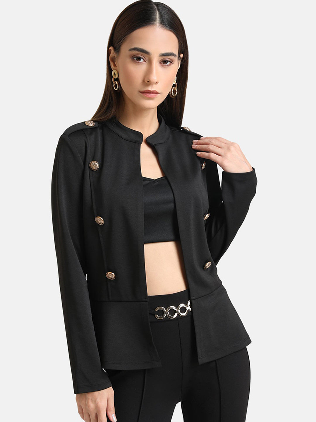 Buy Kazo Women Black Lightweight Longline Open Front Jacket - Jackets ...