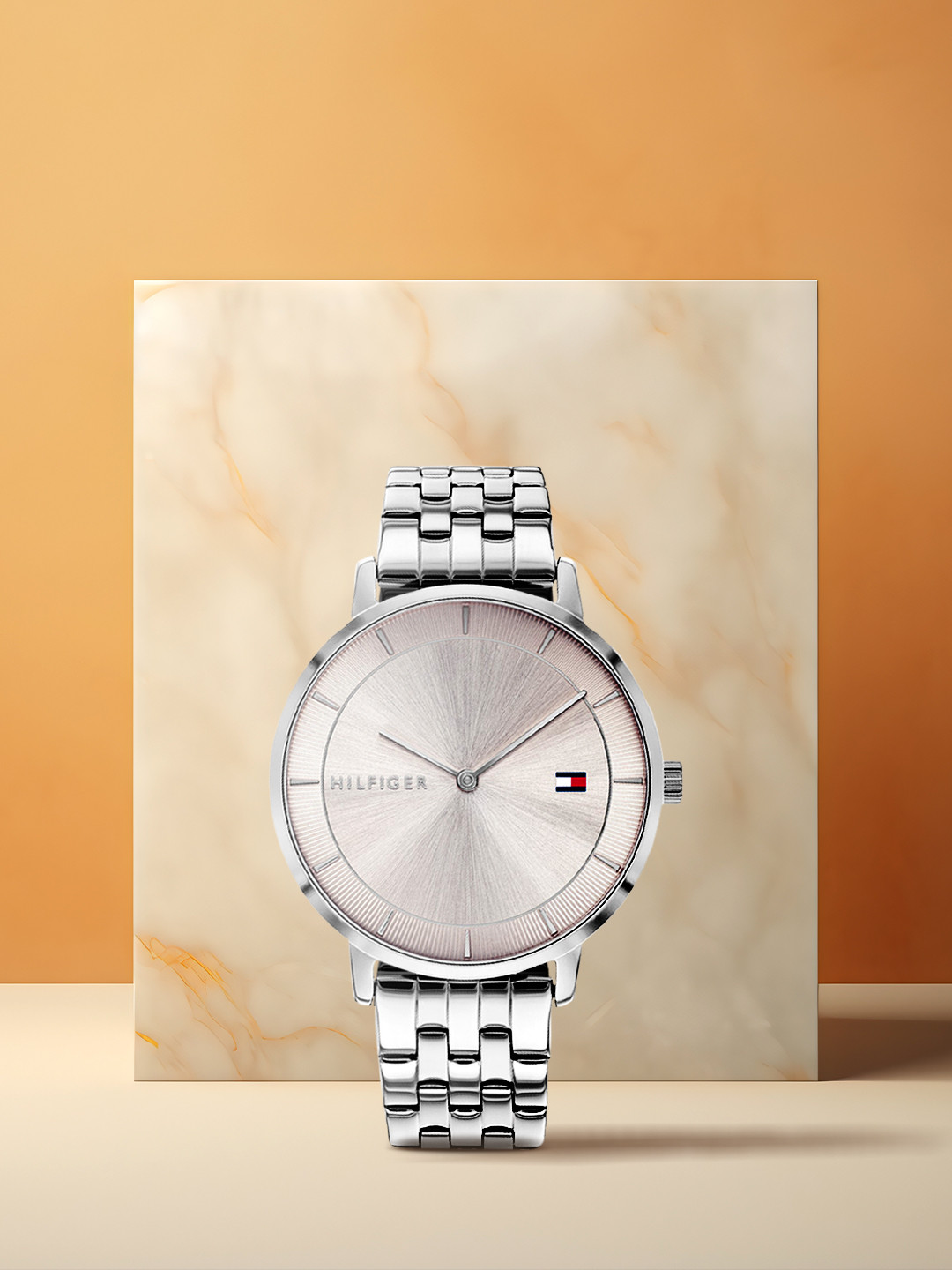 Buy Tommy Hilfiger Women Beige Dial & Silver Toned Straps Analogue ...