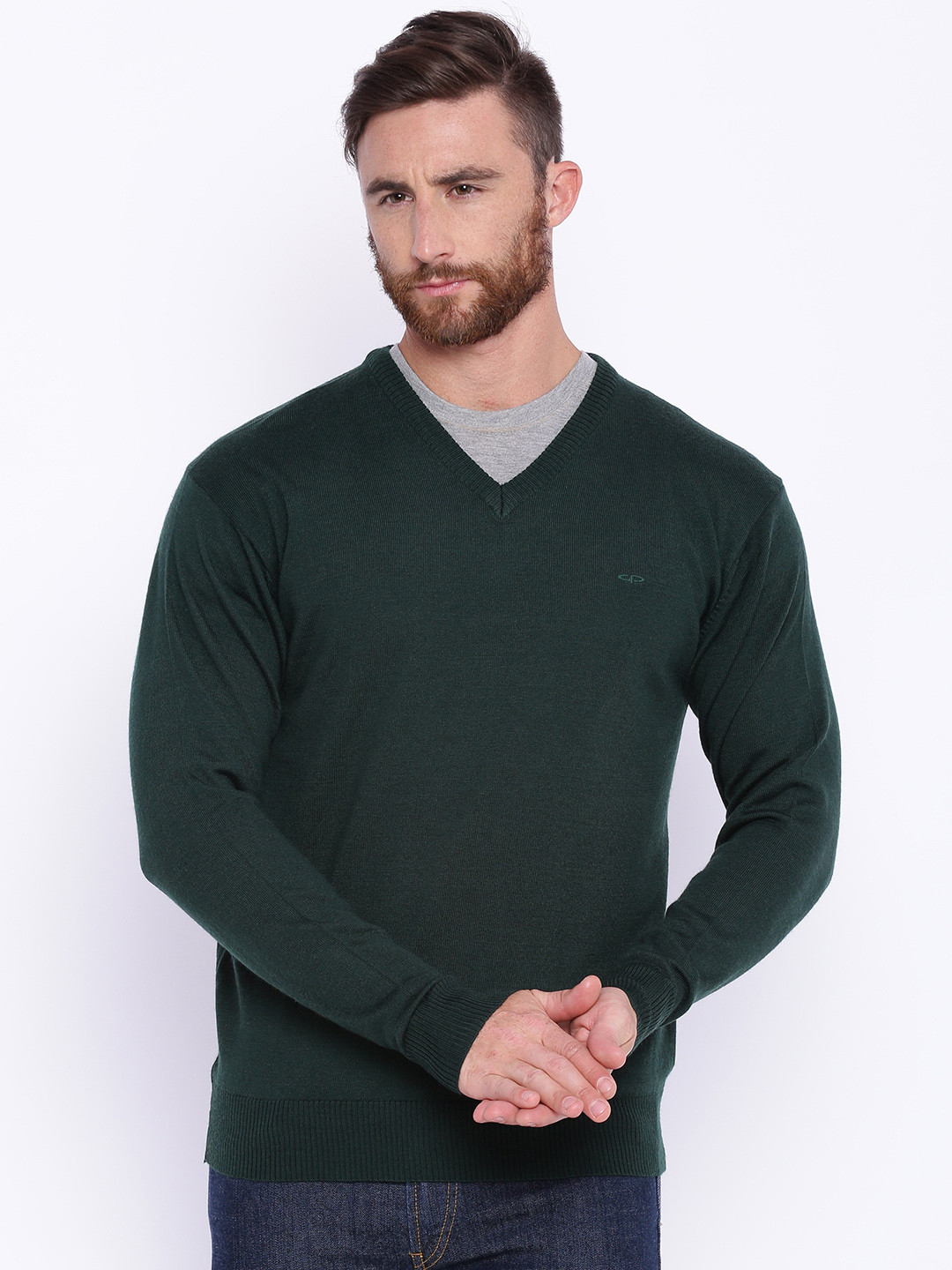 Buy ColorPlus Men Green Sweater - Sweaters for Men 1548080 | Myntra