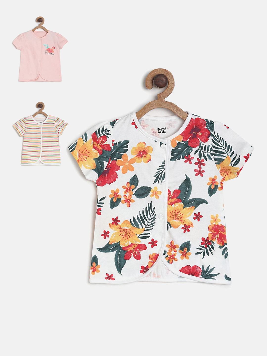 Buy MINI KLUB Infant Girls Pack Of 3 Solid Pure Cotton Jhablas ...