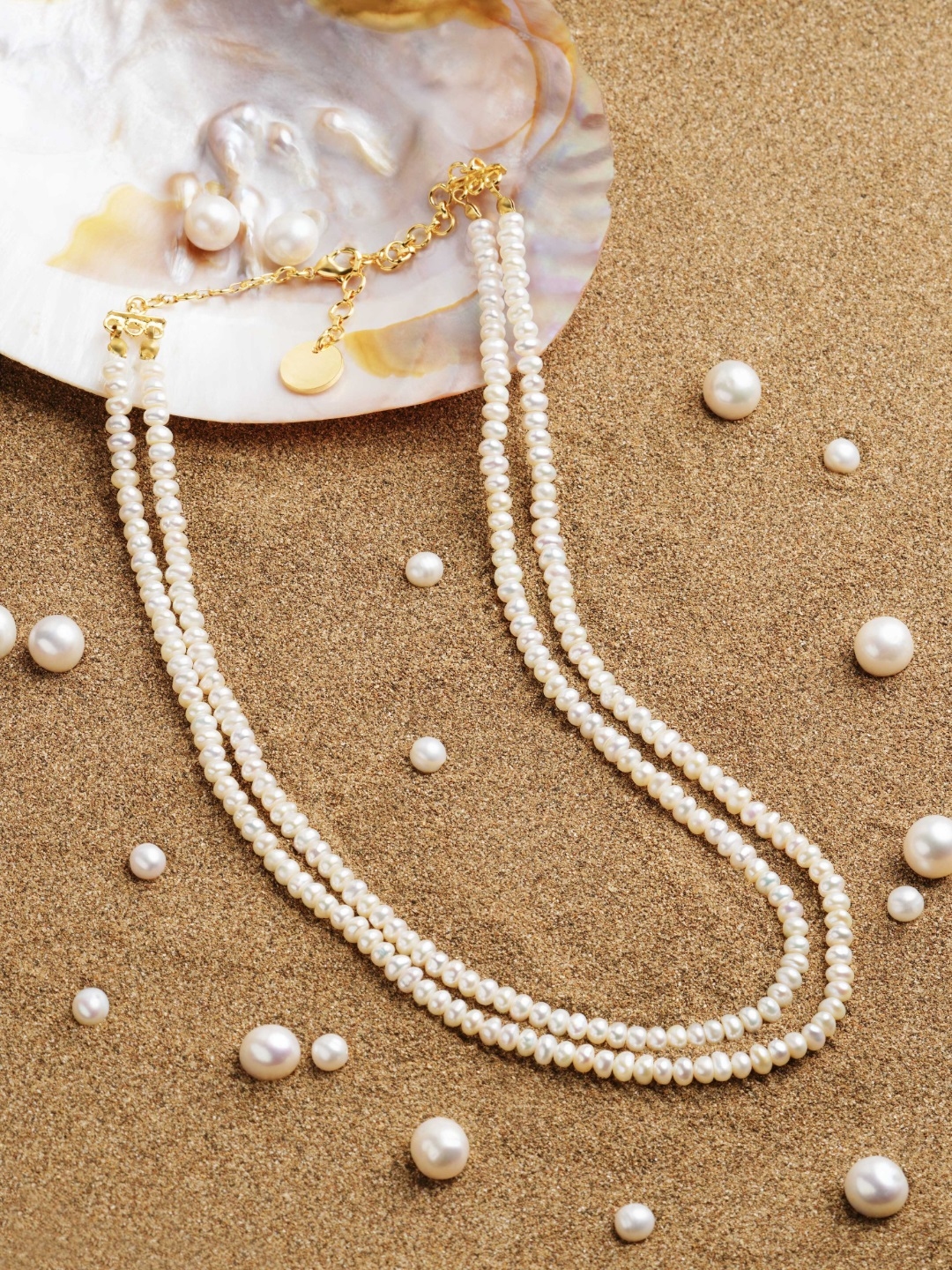 Buy Zaveri Pearls Off White Freshwater Button Pearls Aaa Quality 2