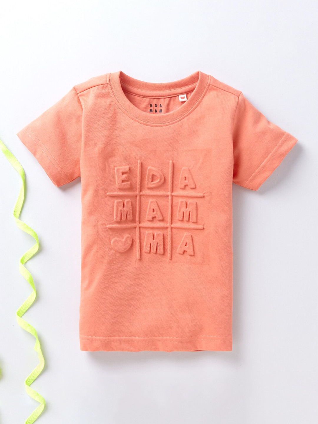 Buy Ed A Mamma Kids Coral Typography Printed Raw Edge T Shirt - Tshirts ...