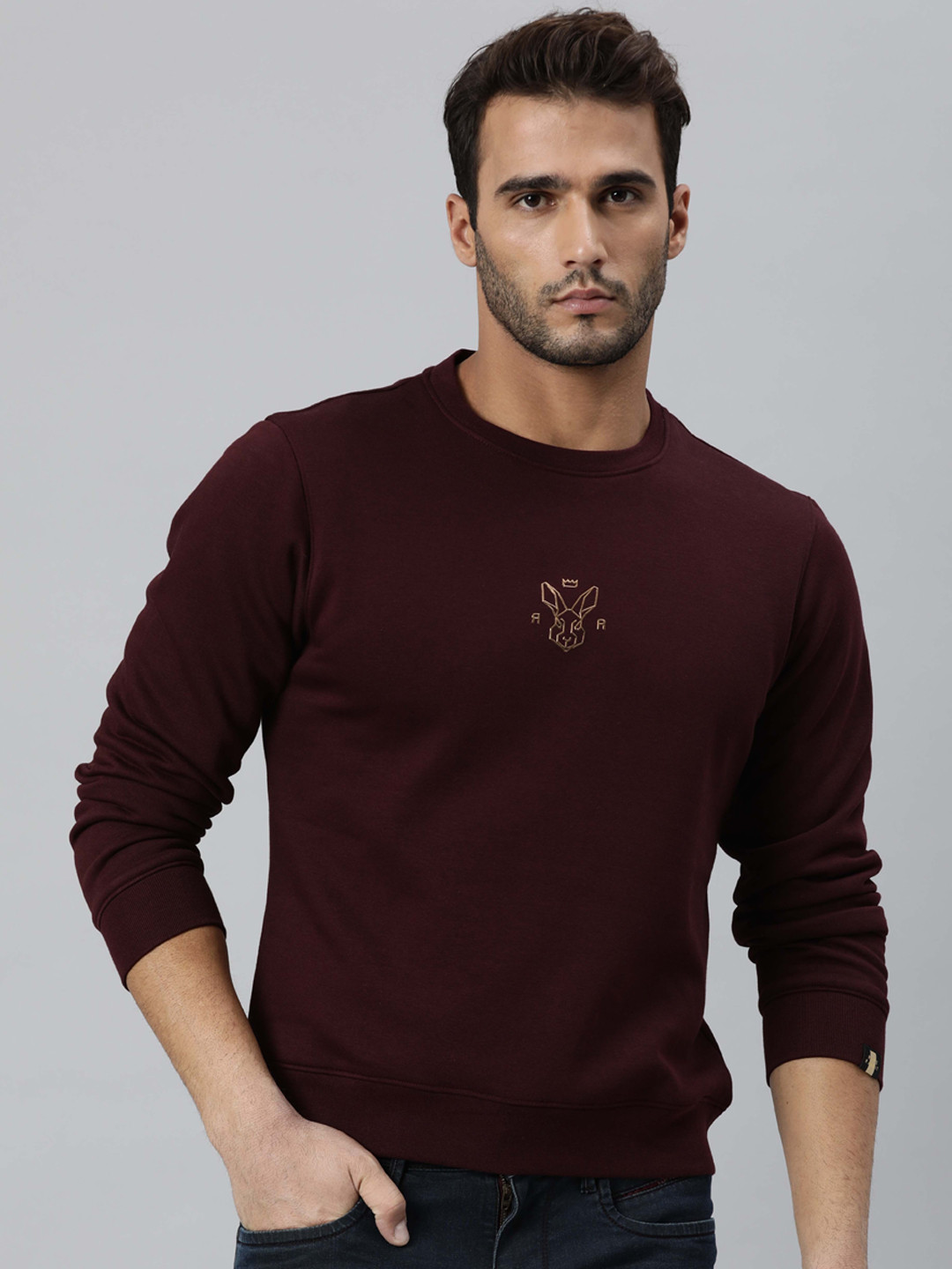 Buy RARE RABBIT Men Maroon Sweatshirt - Sweatshirts for Men 15495542 ...