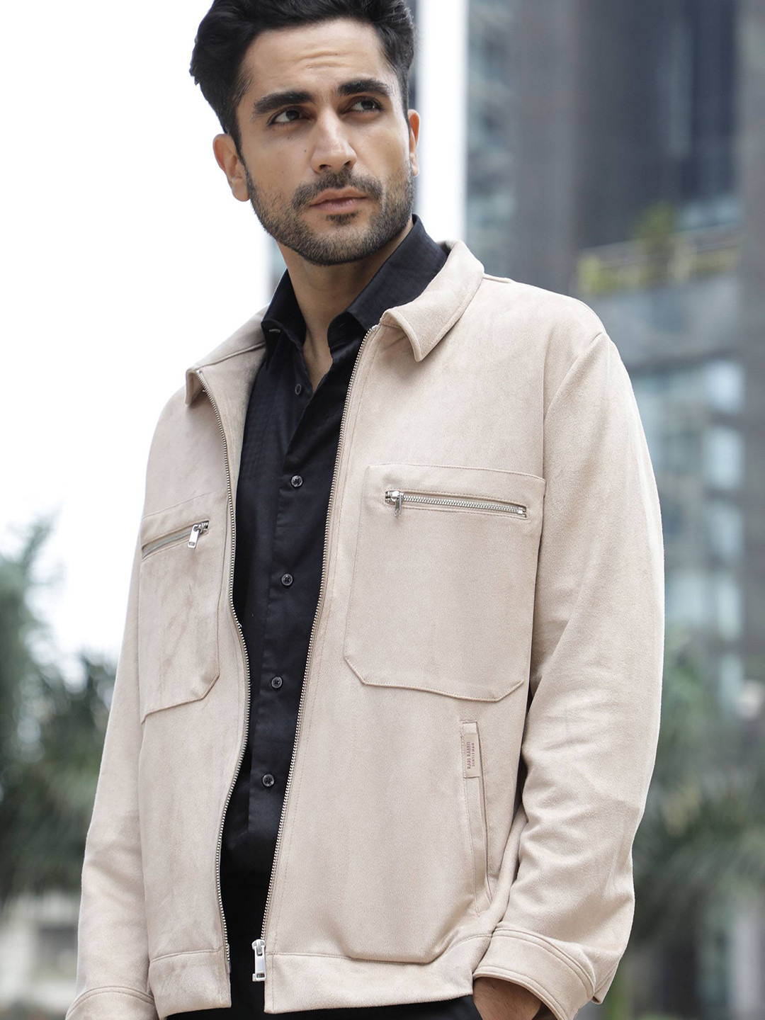 Buy RARE RABBIT Men Beige Suede Lightweight Tailored Jacket - Jackets ...